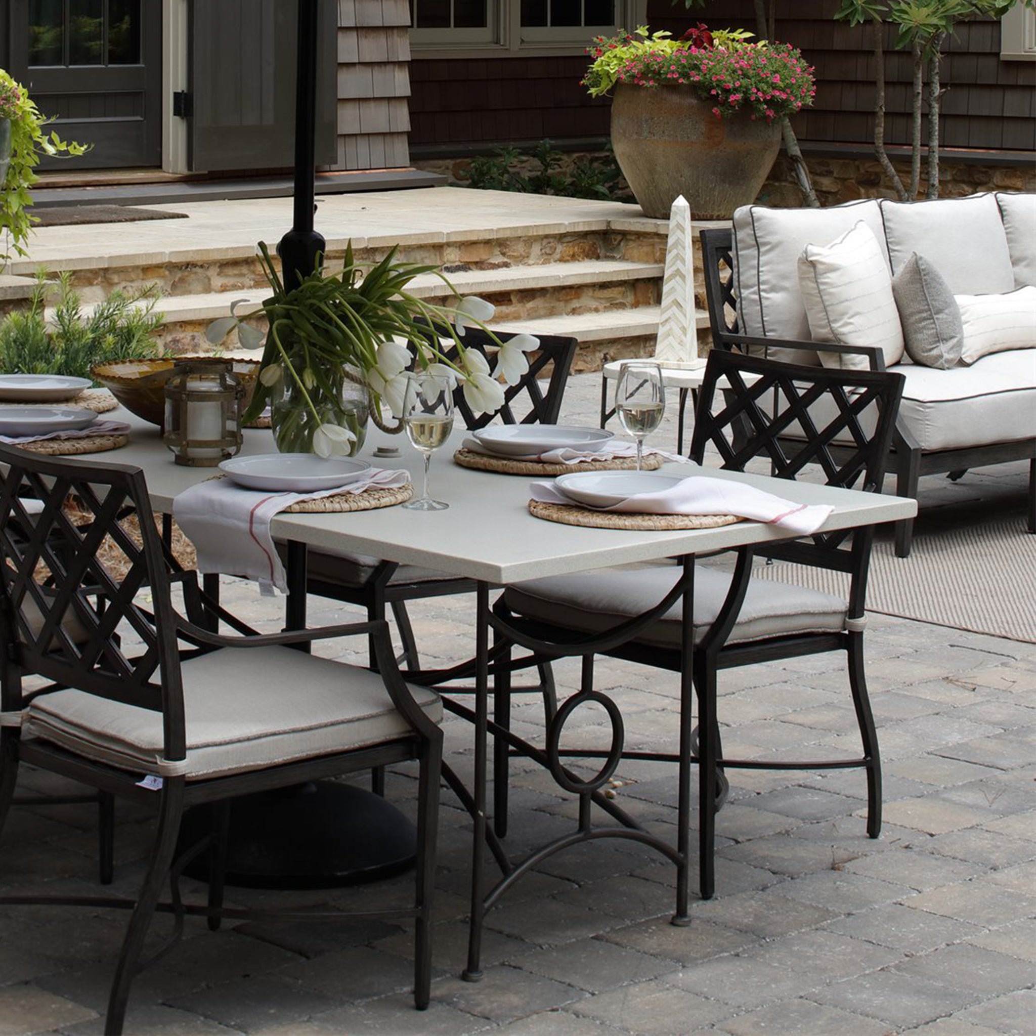 Superstone 84" x 40" Square Dining Table w/ Base | Outdoor Dining – On ...